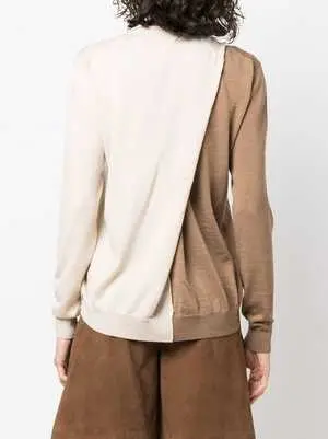 Colville Contrast Panel Wool Sweater - Beige