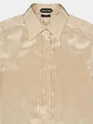 TOM FORD Charmeuse Silk Plissé Shirt