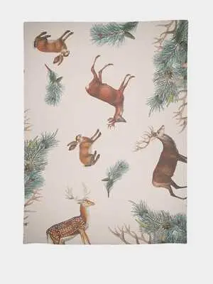 LINOROOM Rustic Wild Animals Linen Tablecloth
