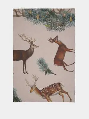 LINOROOM Rustic Wild Animals Linen Tablecloth