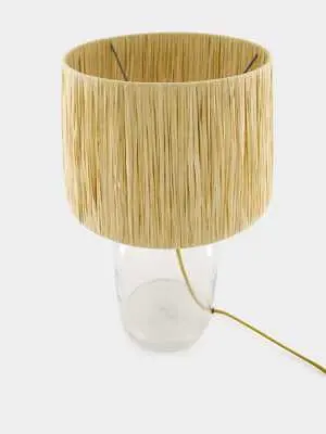 MADAM STOLTZ Raffia Shade Glass Table Lamp