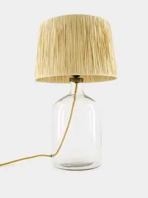 Madam Stoltz Raffia Shade Glass Table Lamp - Beige