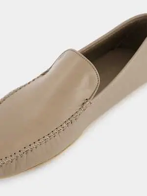 Manolo Blahnik Mayfair Leather Loafers - Beige