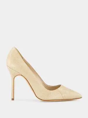 Manolo Blahnik Snakeskin-effect Pointed Toe 105mm Pumps - Beige