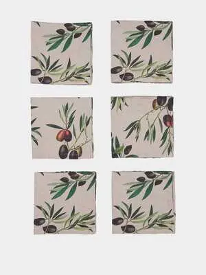 LINOROOM Set Of 6 Olives Napkins - Beige