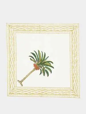LES-OTTOMANS Tropical Palm Cotton Napkin - Beige