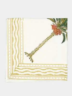 LES-OTTOMANS Tropical Palm Cotton Napkin - Beige