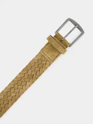 AURELIEN Woven Suede Belt - Beige