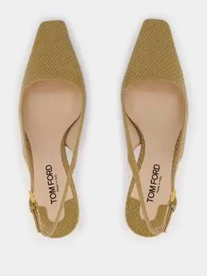 TOM FORD Python Embossed Slingback Pumps - Beige