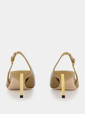 TOM FORD Python Embossed Slingback Pumps - Beige