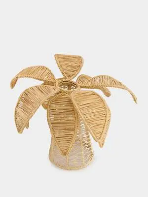 Coro Cora Dark Palm Tree Iraca Small Candle Holder - Beige