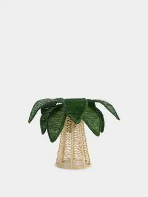 Coro Cora Dark Green Palm Tree Iraca Small Candle Holder - Beige