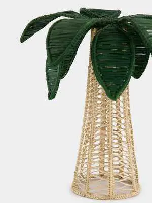 Coro Cora Dark Green Palm Tree Iraca Medium Candle Holder - Beige
