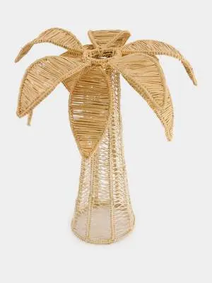 Coro Cora Dark Palm Tree Iraca Medium Candle Holder - Beige