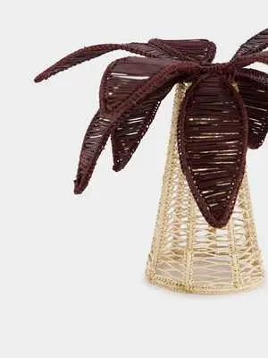 Coro Cora Burgundy Palm Tree Iraca Small Candle Holder - Beige