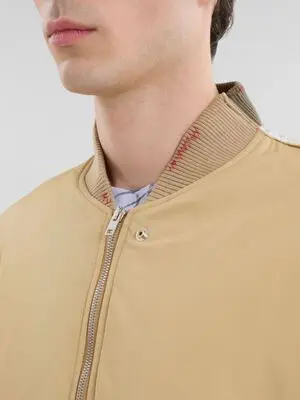 Marni Twill Bomber Jacket With Patchwork Design - Beige
