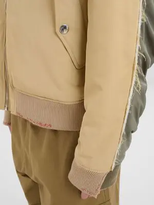 Marni Twill Bomber Jacket With Patchwork Design - Beige