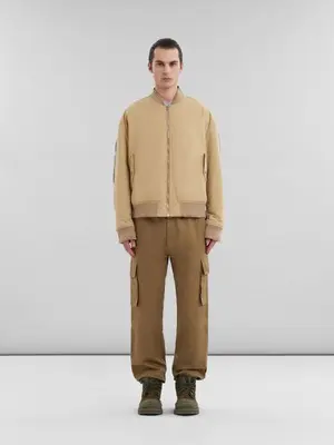 Marni Twill Bomber Jacket With Patchwork Design - Beige