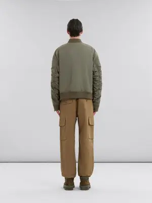 Marni Twill Bomber Jacket With Patchwork Design - Beige
