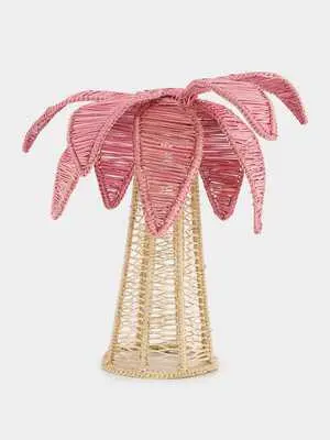 Coro Cora Pink Palm Tree Iraca Medium Candle Holder - Beige