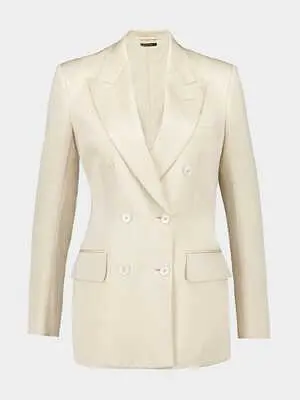 TOM FORD Silk And Wool Double Breasted Jacket - Beige