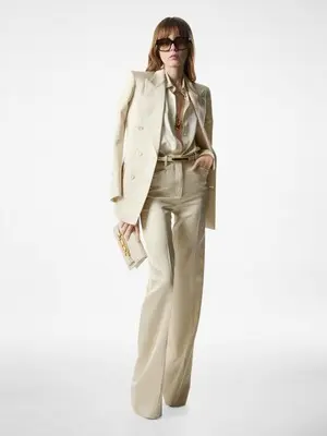 TOM FORD Silk And Wool Double Breasted Jacket - Beige