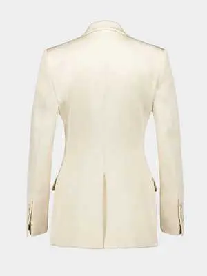 TOM FORD Silk And Wool Double Breasted Jacket - Beige