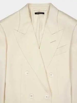 TOM FORD Silk And Wool Double Breasted Jacket - Beige