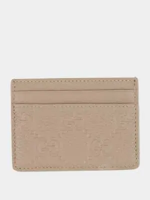 Gucci Taupe Gg Emblem Card Case - Beige
