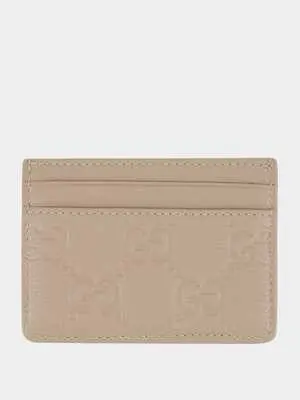 Gucci Taupe Gg Emblem Card Case