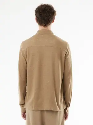 Majestic Filatures Desert Organic Cotton Linen Long-sleeved Shirt - Beige