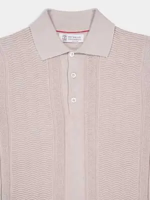 Brunello Cucinelli Cotton Knit Polo With Jacquard Stripes