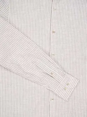 Boglioli White & Striped Cotton-linen Shirt