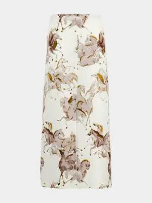 Altuzarra Benji Saddle Horse Print Silk Maxi Skirt - Cream