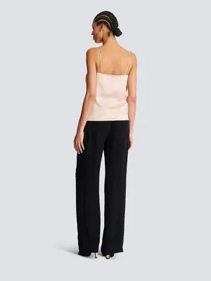 Balmain Draped Satin Bustier Top - Beige