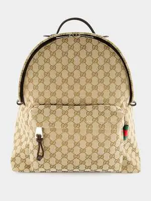 Gucci Gg Canvas Backpack With Zip Closure