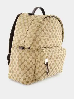 Gucci Gg Canvas Backpack With Zip Closure