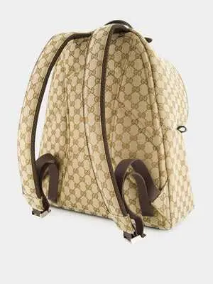 Gucci Gg Canvas Backpack With Zip Closure