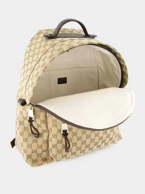 Gucci Gg Canvas Backpack With Zip Closure