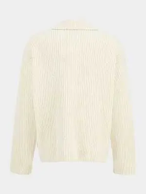 AMI Paris Knit Cardigan With Branded Buttons - Cream