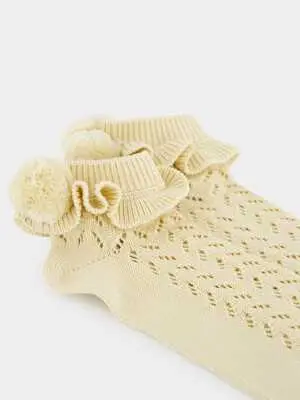 Valentino Garavani Cotton Socks With Pom-pom Detail - Beige