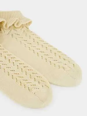 Valentino Garavani Cotton Socks With Pom-pom Detail - Beige