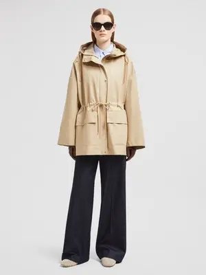 Moncler Gaillon Hooded Cotton Parka Coat - Beige