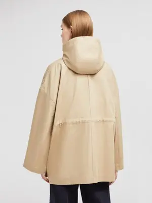 Moncler Gaillon Hooded Cotton Parka Coat - Beige