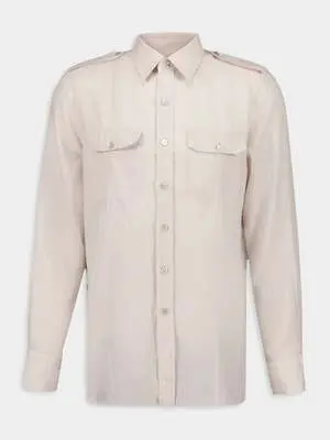 TOM FORD Light Military-inspired Twill Shirt - Beige