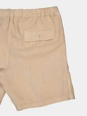 120% Lino Linen Bermuda Shorts - Beige
