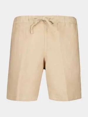 120% Lino Linen Bermuda Shorts - Beige