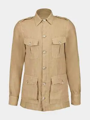 120% Lino Linen Jacket With Pockets - Beige