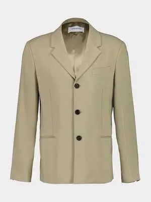 FERRAGAMO Sand Single-breasted Silk-blend Blazer - Beige