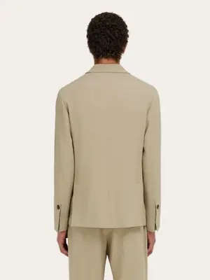 FERRAGAMO Sand Single-breasted Silk-blend Blazer - Beige